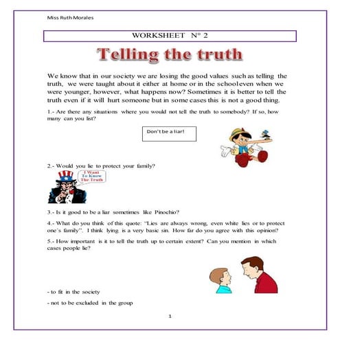 Telling Lies Worksheet