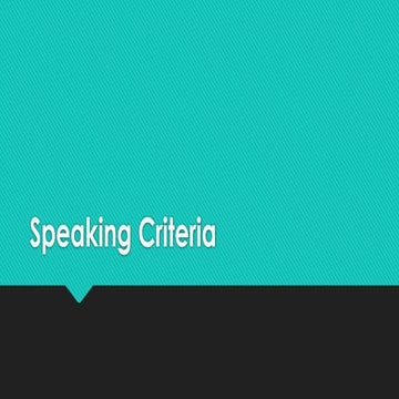 Criteria for speaking activities (Middle school level) | PPTX