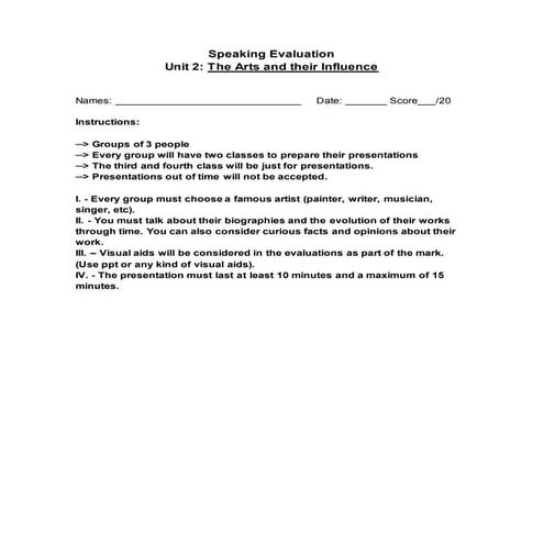 Speaking evaluation | PDF