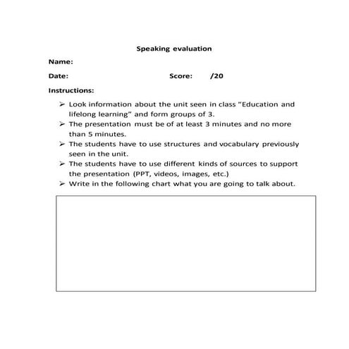 Element presentation rubric | DOCX