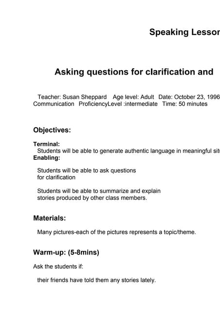 Spanish lesson plan | PDF