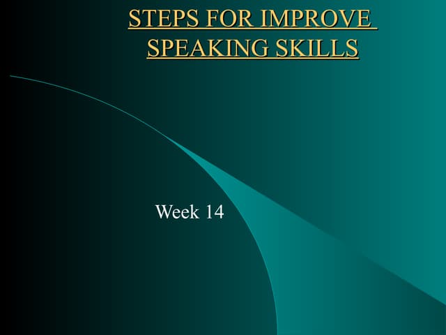 Improving speaking skills | PPT