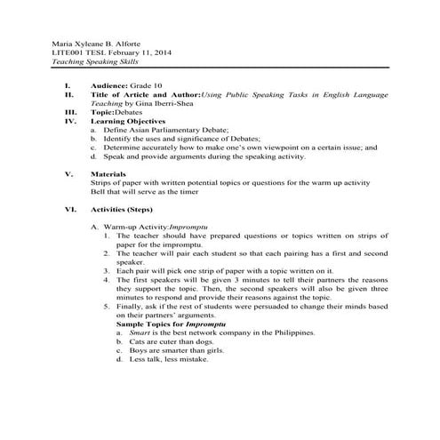 Teaching Speaking skills | PDF