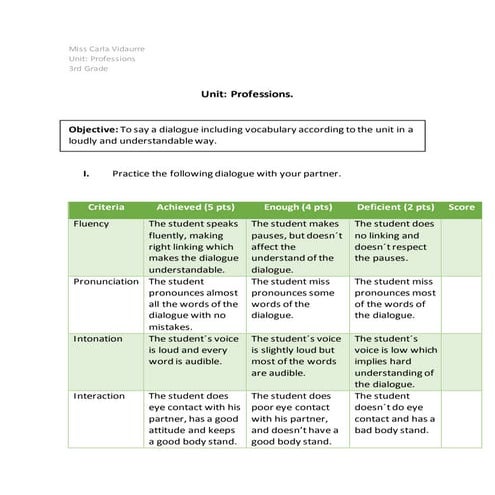 Speaking test | DOCX