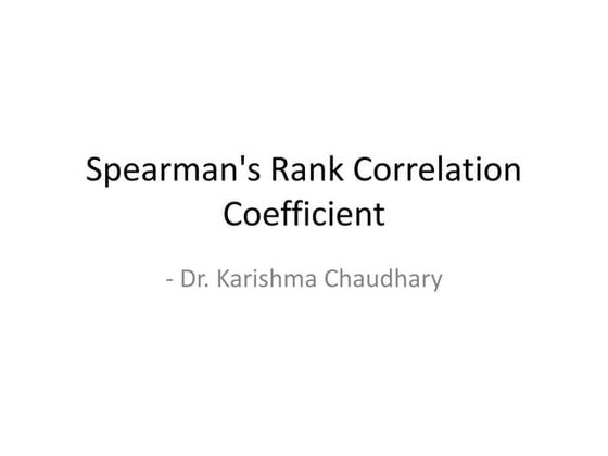 Spearman’s Rank Correlation Coefficient | PPT