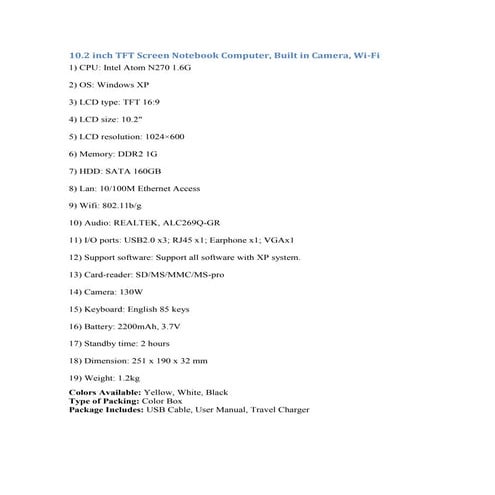 Spec00469 | DOCX | Laptops | Computing