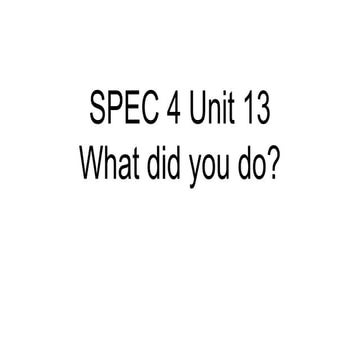 SPEC 4 Unit 13 What did you do? | PDF