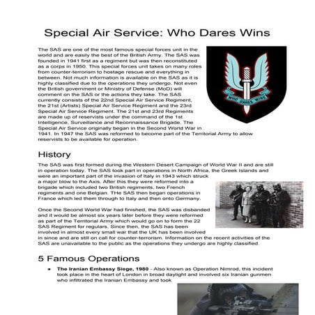 Special Air Service - Who Dares Wins | PDF