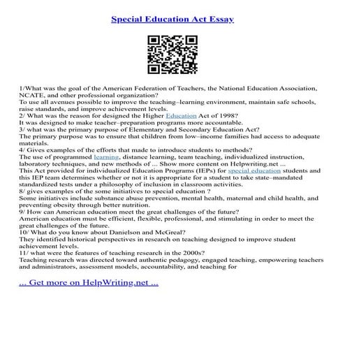 Special Education Act Essay | PDF