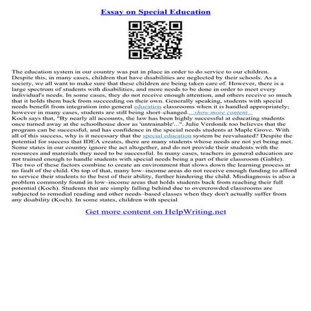 Special Education Essay | PDF