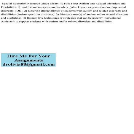 Special Education Resource Guide Disability Fact Sheet Autism and Rel.pdf