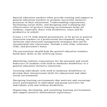 Special education teachers often provide training and support to.docx