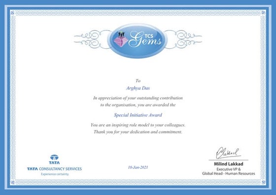 Tcsgemsappreciationcertificate Pdf