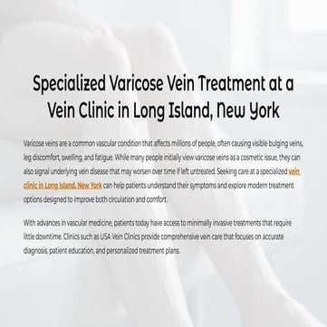 Specialized Varicose Vein Treatment at a Vein Clinic in Long Island ...