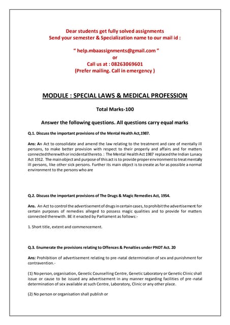 Special laws & medical profession | PDF