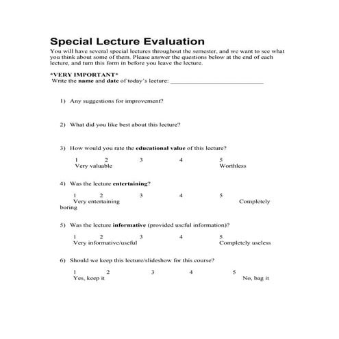 Special Lecture Evaluation | PDF