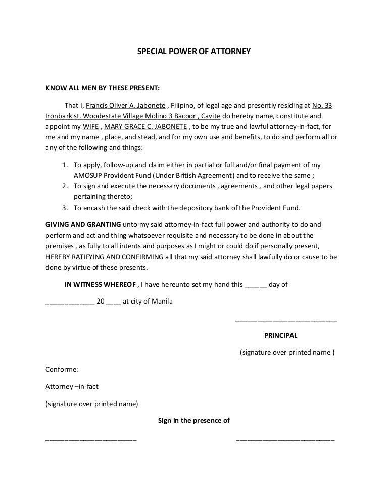 Special Power Of Attorney special-power-of-attorney