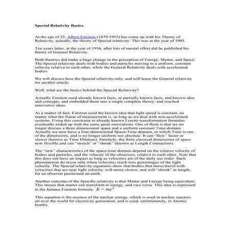 Special Relativity | PDF