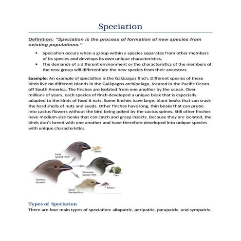 Speciation - Types of speciation (Allopatric, peripatric, parapatric, sympatric) - kinds of ...