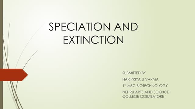 Speciation And Extinction Environmental Biotechnology Pptx