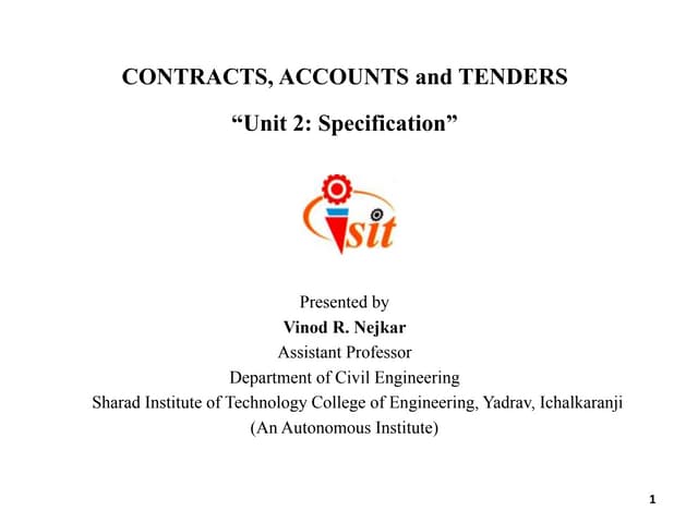 Specification writing-I | PPT | Civil Engineering Industry | Industries