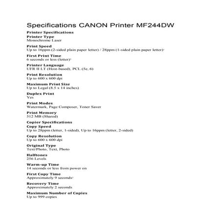 Specifications CANON Printer MF244DW.pdf