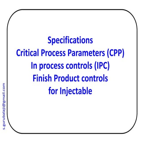 Specifications Of Process Parameters And General Ipc And Finish Product Controls Pptx