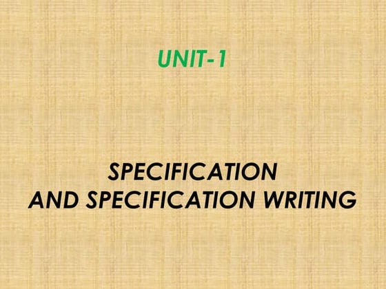 Specification Handout for 4th year civil engineering students | PPT
