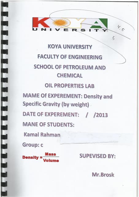 To determine specific gravity of the solids by density bottle method | DOCX