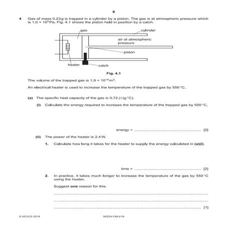 SPECIFIC HEAT CAPACITY WORKSHEET IGCSE PHYSICS | PDF