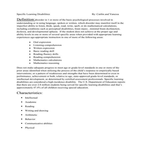 Specific learning disability | PDF
