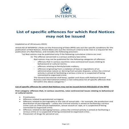 Interpol Red Notices | PDF