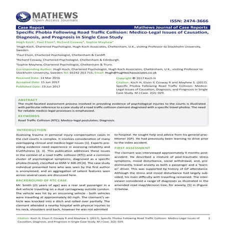 Specific phobia following road traffic collision medico legal issues of ...