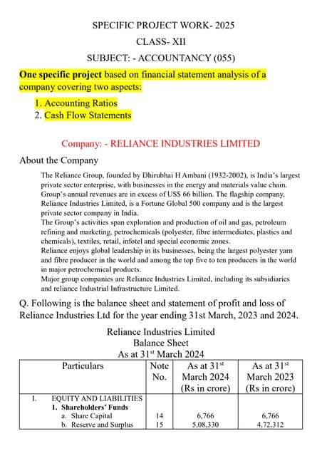 Comparative statement of reliance industries ltd | PPT