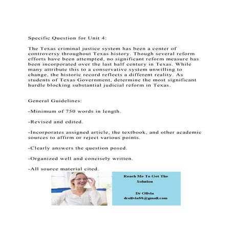 Specific Question for Unit 4 The Texas criminal justice sys.docx