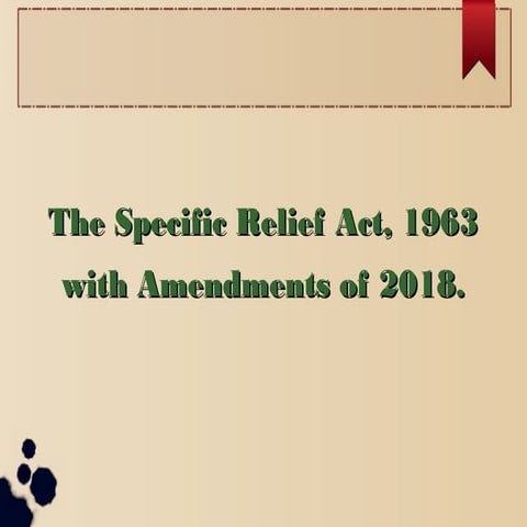 Specific relief amendment act | PPT