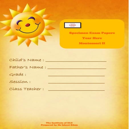 Specimen exam papers montessori 2 | PDF