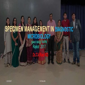SPECIMEN MANAGEMENT IN DIAGNOSTIC MICROBIOLOGY guest talk@ RAPM Rajkot ...