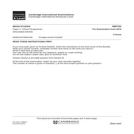 Specimen paper 4 | PDF