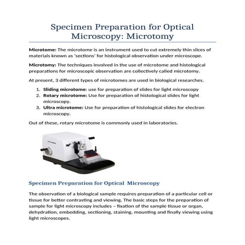 Specimen Preparation for Optical Microscopy: Microtomy.docx