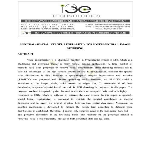 Spectral–spatial kernel regularized for hyperspectral image denoising | DOCX