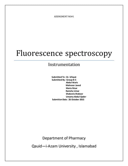 fluroscence spectroscopy | PPT | Chemistry | Science