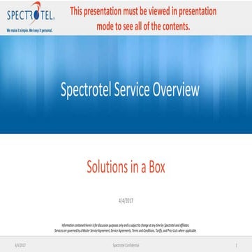 Spectrotel Solutions in a Box | PPT