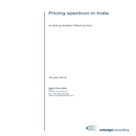 Spectrum pricing in India 18 July 2019 | PDF