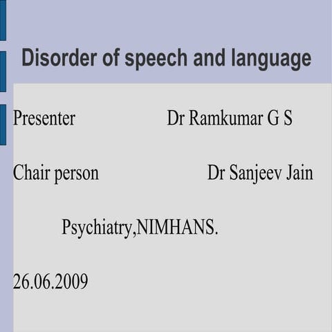 Speech and language disorders | PPT