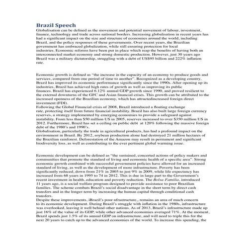 Globalisation speech | PDF