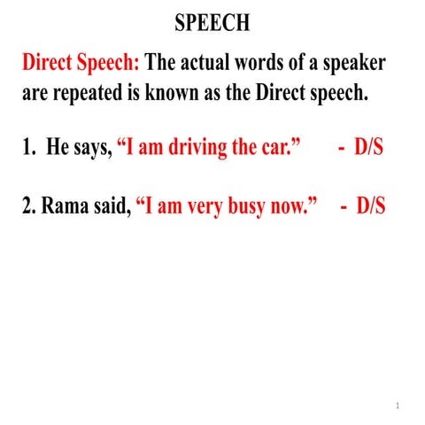 speech rcognition direct speech and indirect speech | PPTX