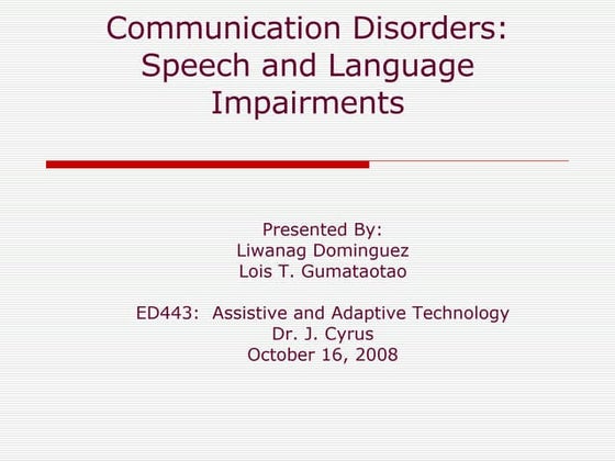 Speech & language disorder | PPTX