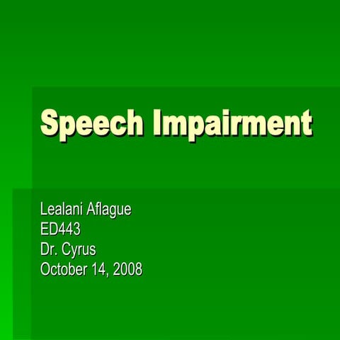 Speech Impairment (Ed443) | PPT