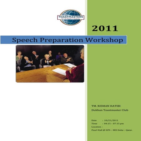 Speech Preparation Workshop By Risman | PDF